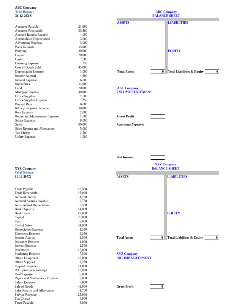 ABC and XYZ Company Financial Statements | PDF | Expense | Accrual