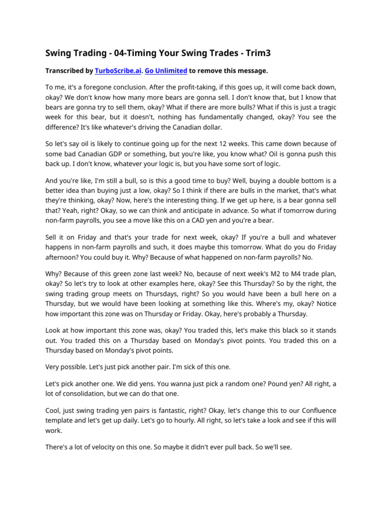 Swing Trading - 04-Timing Your Swing Trades - Trim3 | PDF