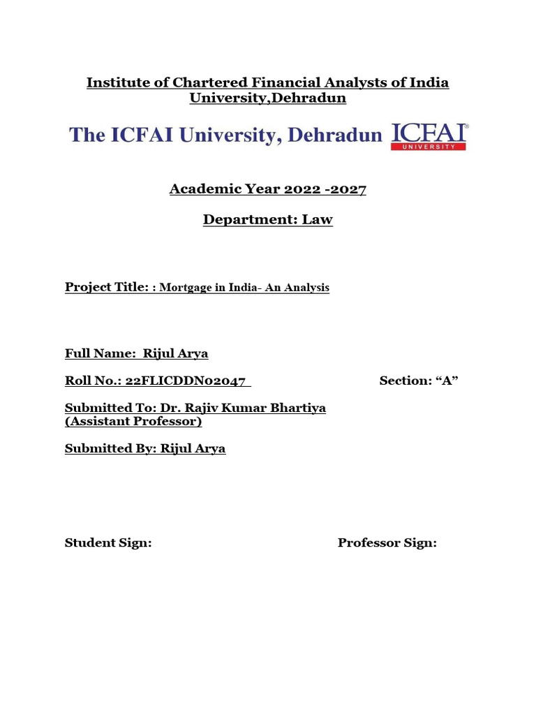 Institute of Chartered Financial Analysts of India University | PDF