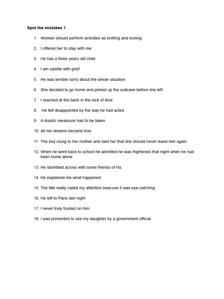 Spot The Mistakes 1 | PDF