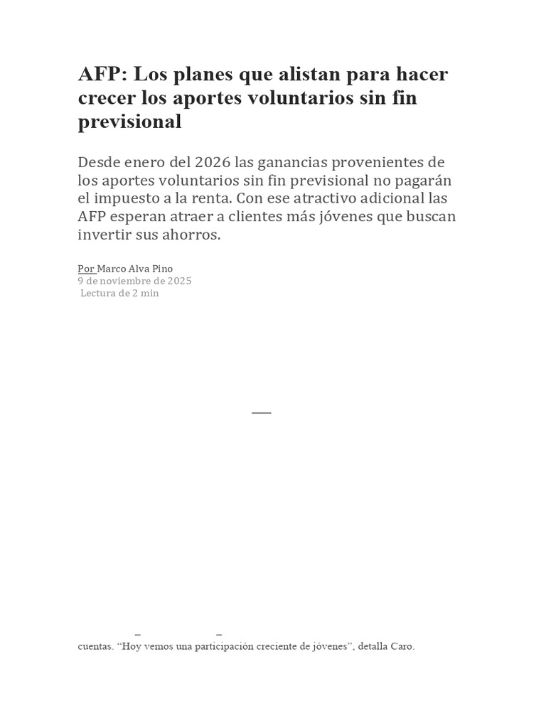 Aportes Voluntarios AFP: Crecimiento Sin Impuestos | PDF | Inversiones ...