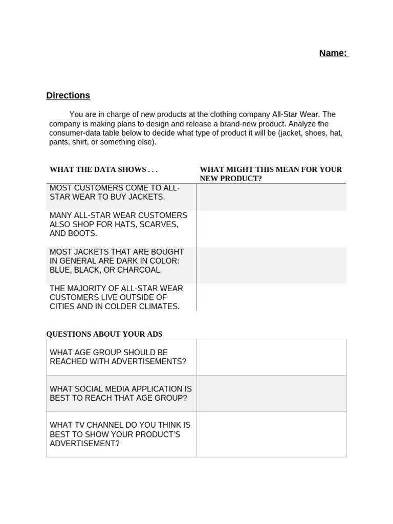 Data and Ad Worksheet-1 2 | PDF