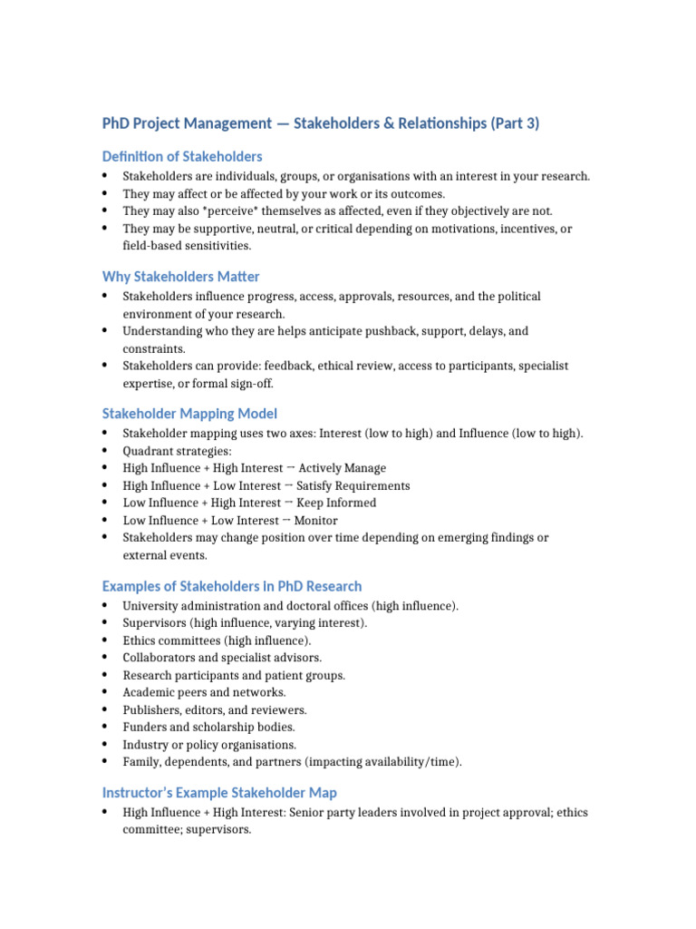 PhD Stakeholder Management Strategies | PDF | Motivation | Motivational