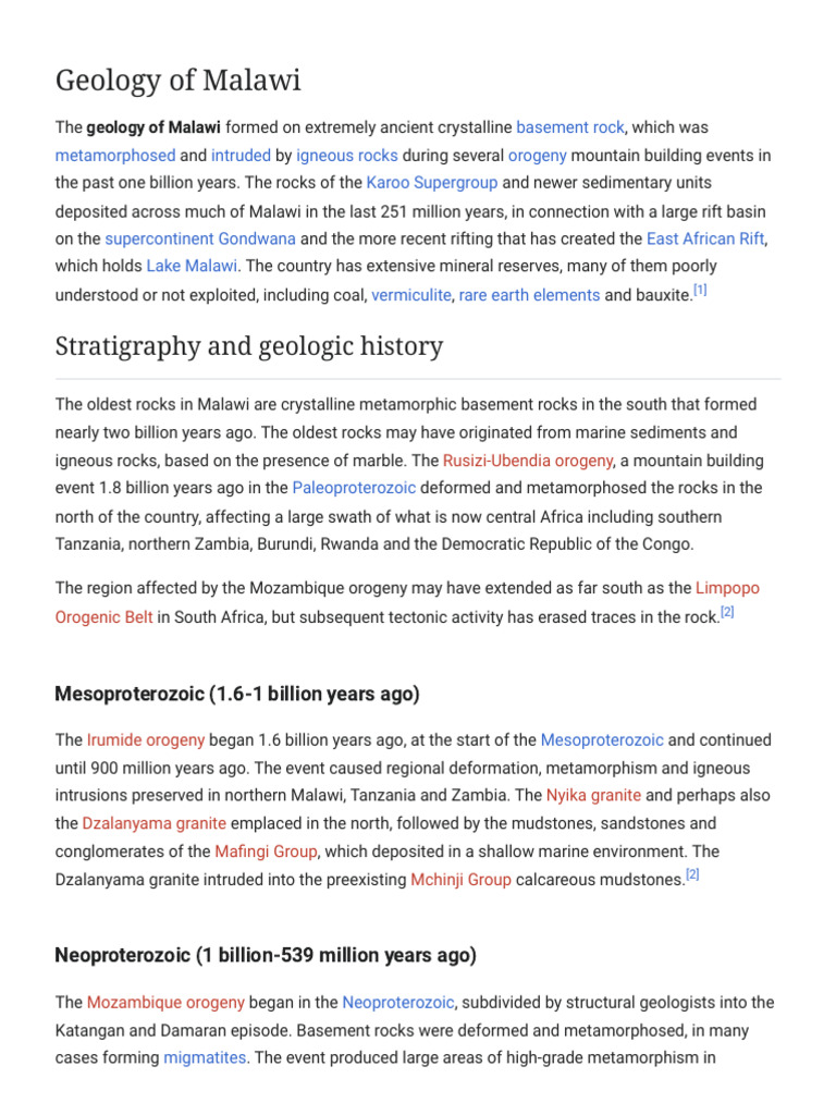 Geology of Malawi: A Historical Overview | PDF | Geology | Earth Sciences