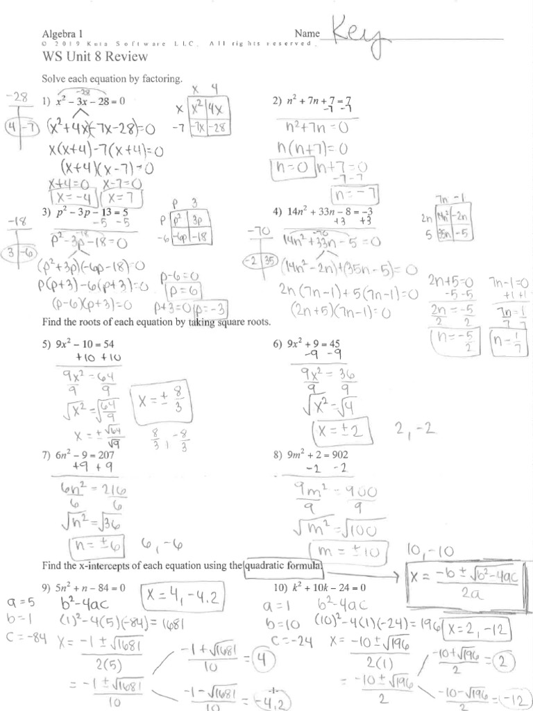 Ws Unit 8 Review Key | PDF