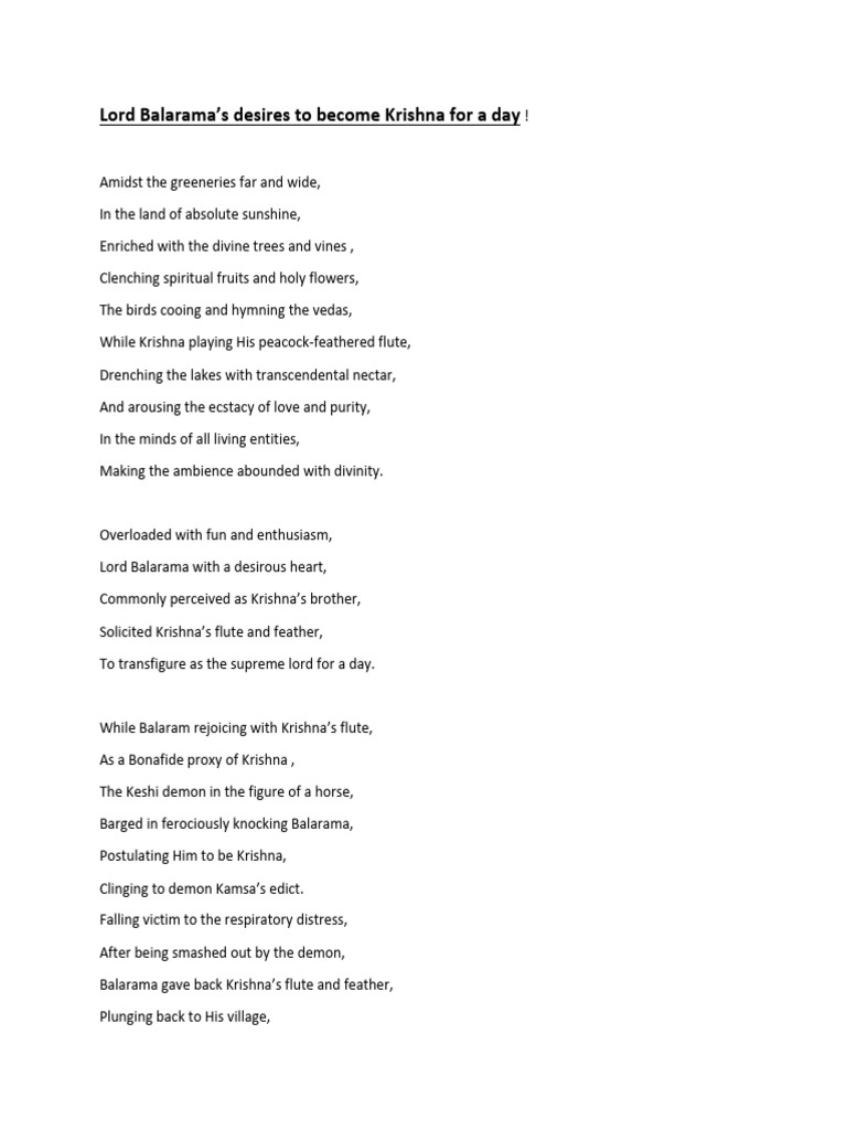 Poem On Krishna in Vrindavan | PDF