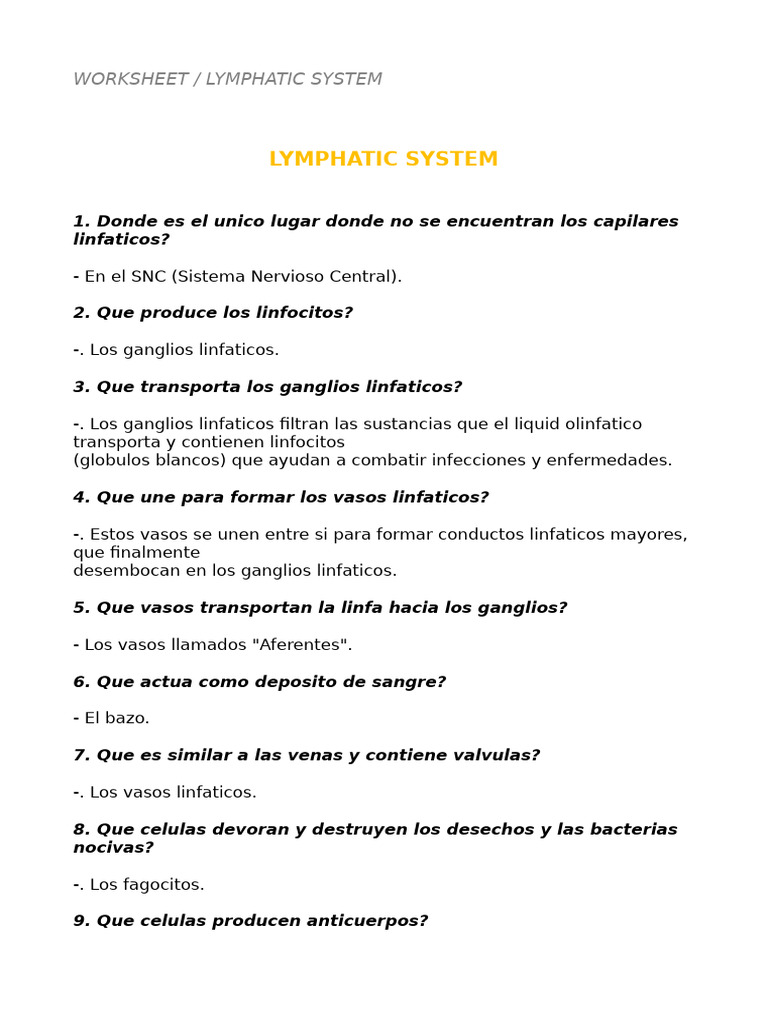 Lymphatic System - Revision Questions | PDF | Sistema linfático ...