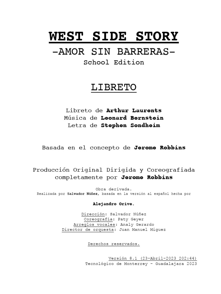 West Side Story 2023 Tec v8.1 | PDF