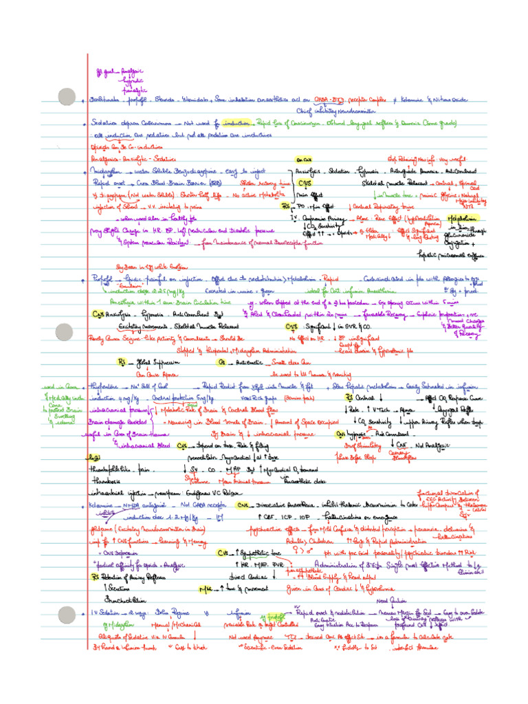 Sedation Notes | PDF | Anesthesia | Medical Specialties