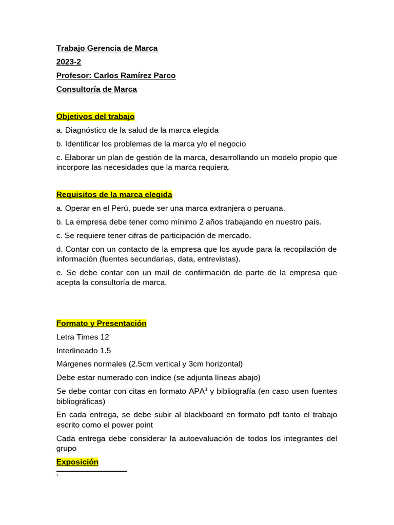 Estructura Trabajo Final 2023-2 Gerencia de Marca | PDF | Investigación ...