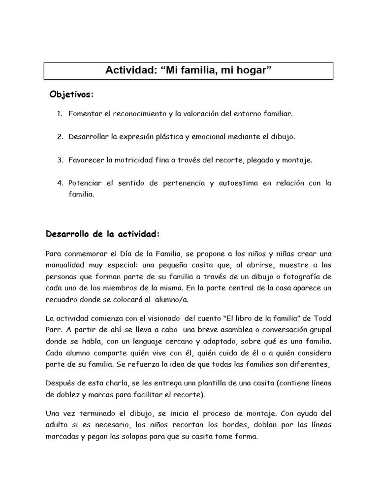 Actividad_ “Mi Familia, Mi Hogar” (Ed. Infantil y 1º y 2º Ciclo de Ed ...