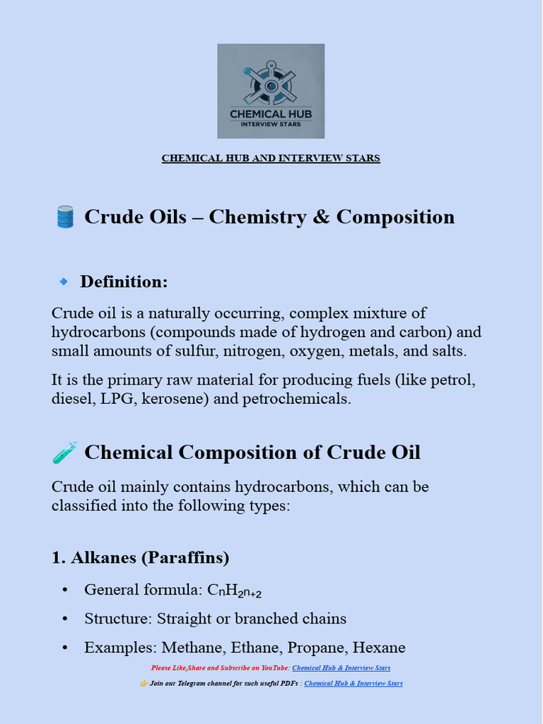 Crude Oil Chemistry Composition: 1762921432 | PDF | Hydrocarbons | Alkane