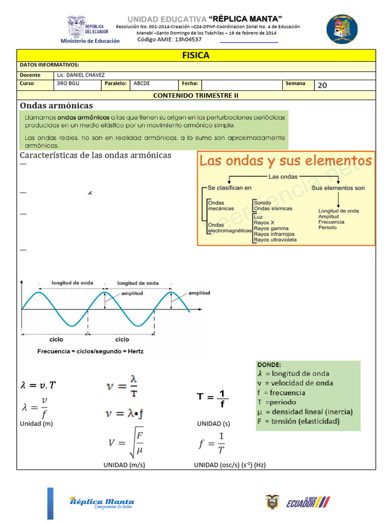 Fisica Tercero - Contenido Semana 20 - 2025 | PDF | Olas | Hertz