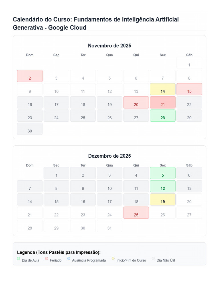 Fundamentos de Inteligência Artificial Generativa - Google Cloud Calendario | PDF