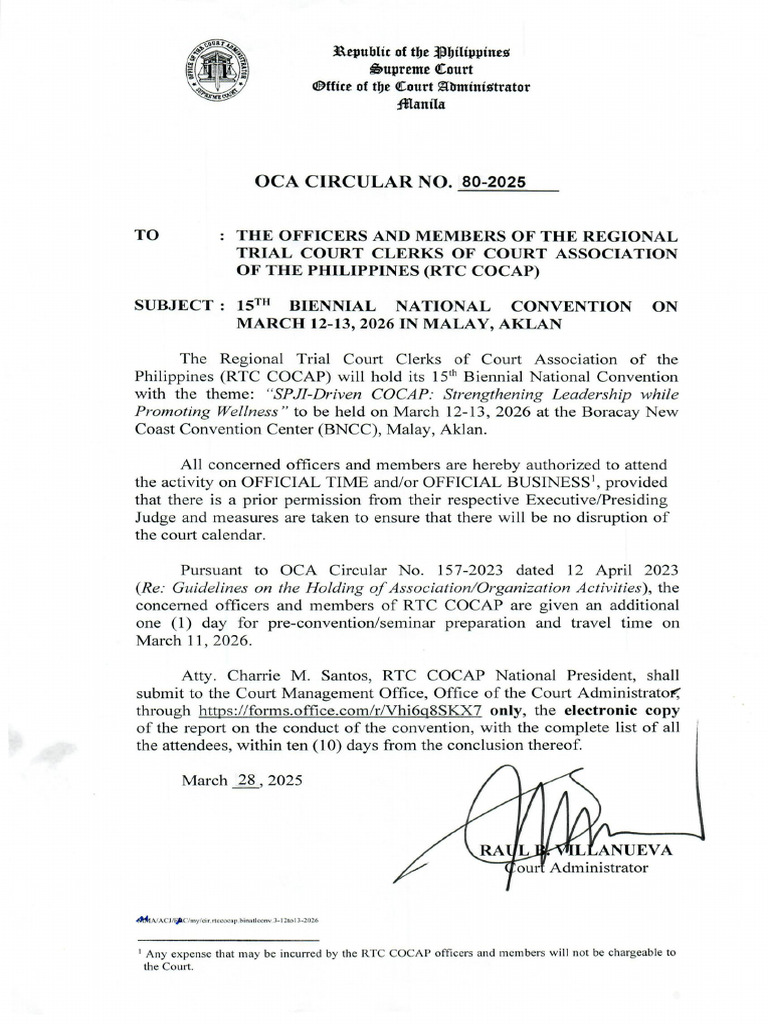 OCA Circular No. 80 2025 | PDF