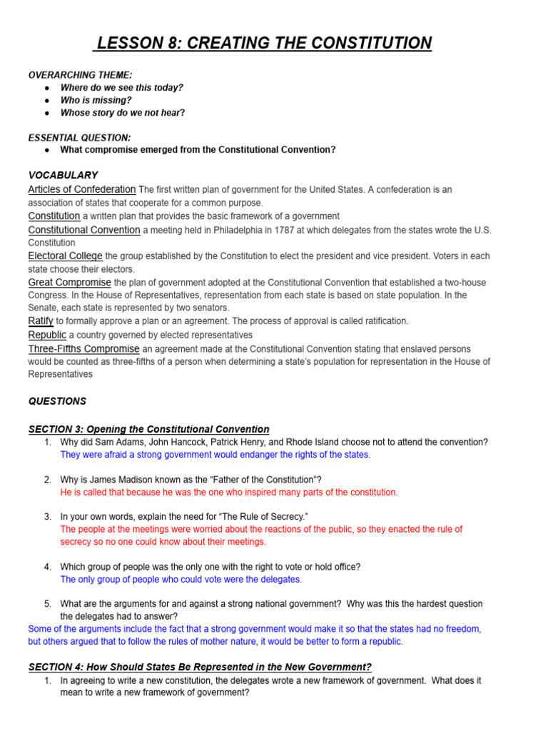 Madeleine Ceretti - Lesson 8 - Creating The Constitution | PDF ...