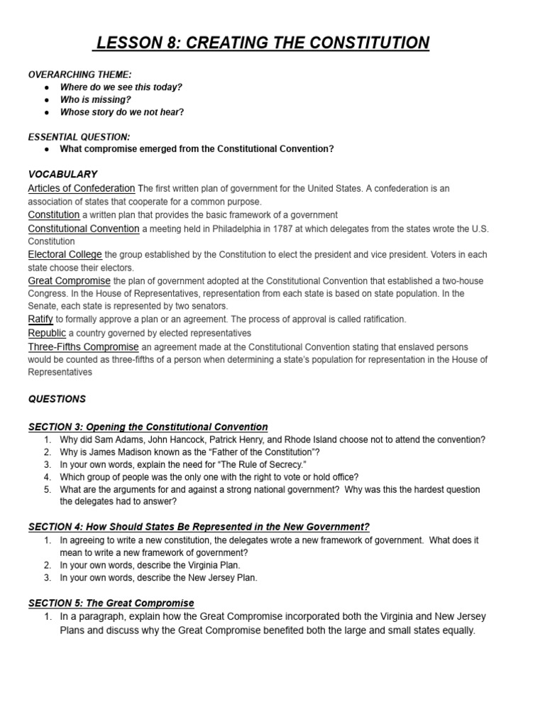 Madeleine Ceretti - Lesson 8 - Creating The Constitution | PDF ...