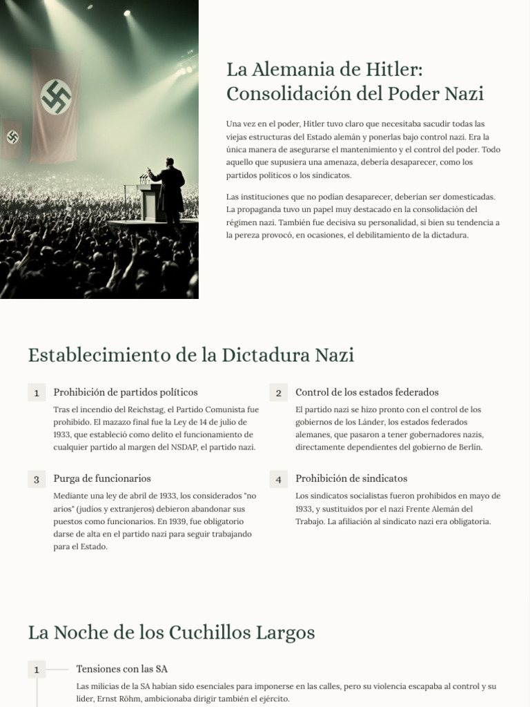 Consolidación del Poder Nazi en Alemania | PDF | Alemania nazi | Adolf ...