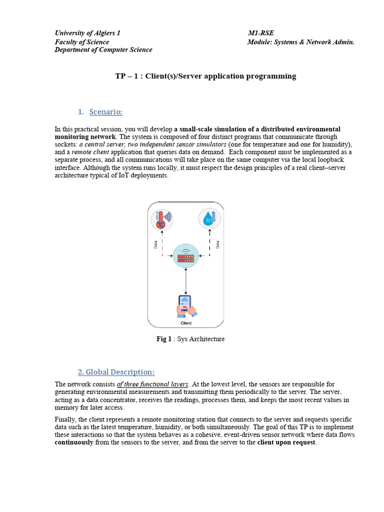 TP1 | PDF | Server (Computing) | Client–Server Model