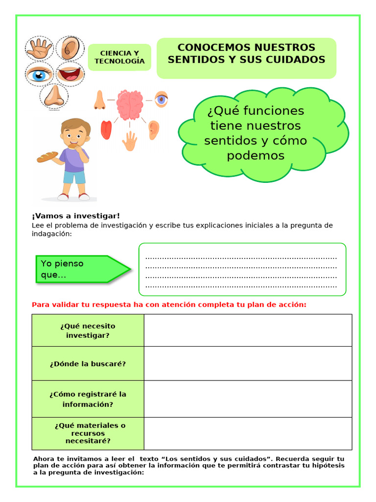 Ficha-Viern-cyt-conocemos Los Sentidos y Sus Cuidados-Jezabel Camargo ...