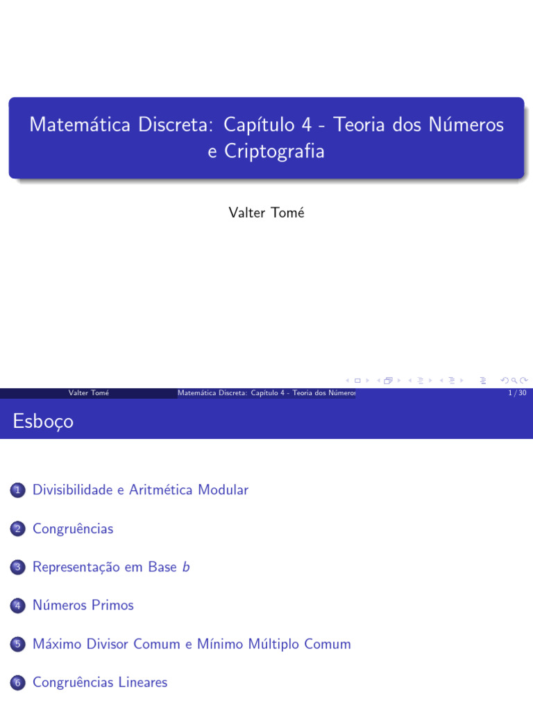 Teoria de N Meros e Criptografia | PDF | Número inteiro | Número primo