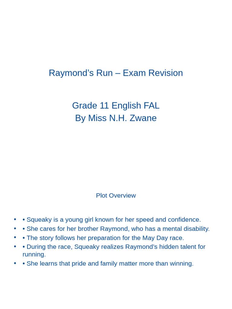 Raymonds Run Exam Revision Slides | PDF | Social Psychology | Psychology