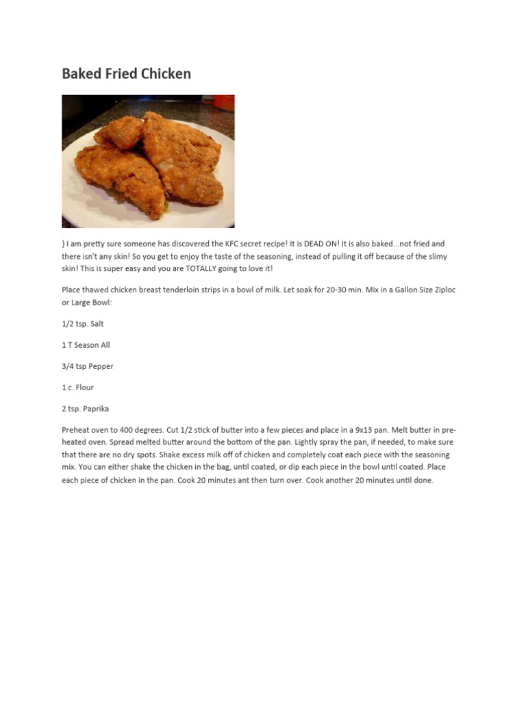 Baked Fried Chicken | PDF