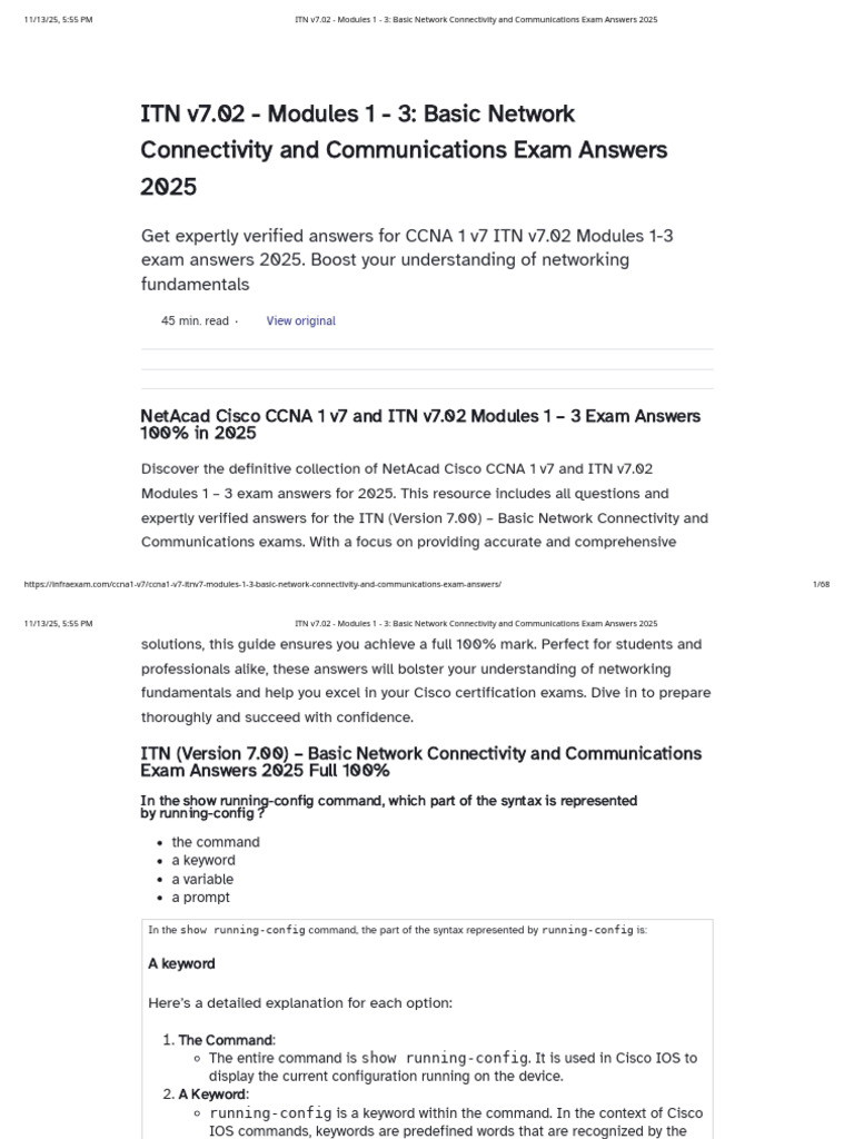 ITN v7.02 - Modules 1 - 3_ Basic Network Connectivity and ...