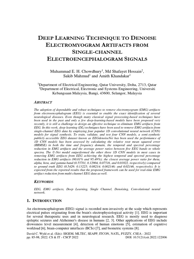 Deep Learning Technique To Denoise Elect | PDF | Electroencephalography ...