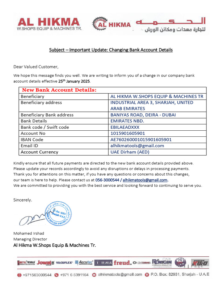 Notification To Customers | PDF