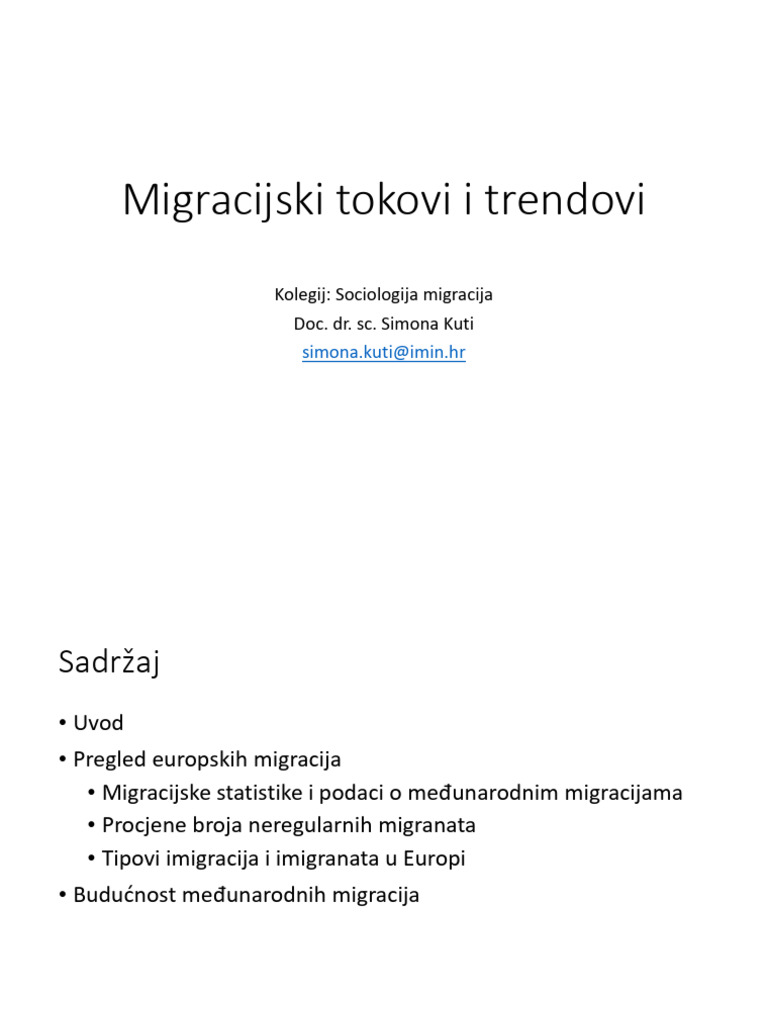 2023 - Predavanje - Migracijski Tokovi I Trendovi | PDF
