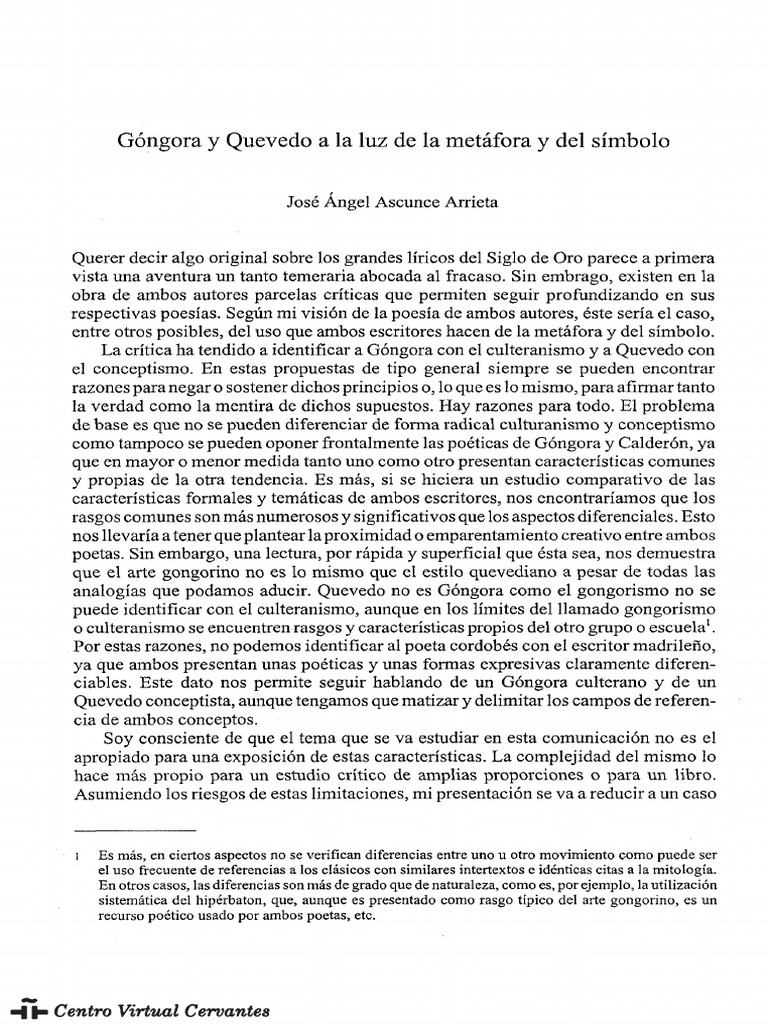 Ascunce Arrieta - Góngora y Quevedo | PDF | Metáfora | Poesía