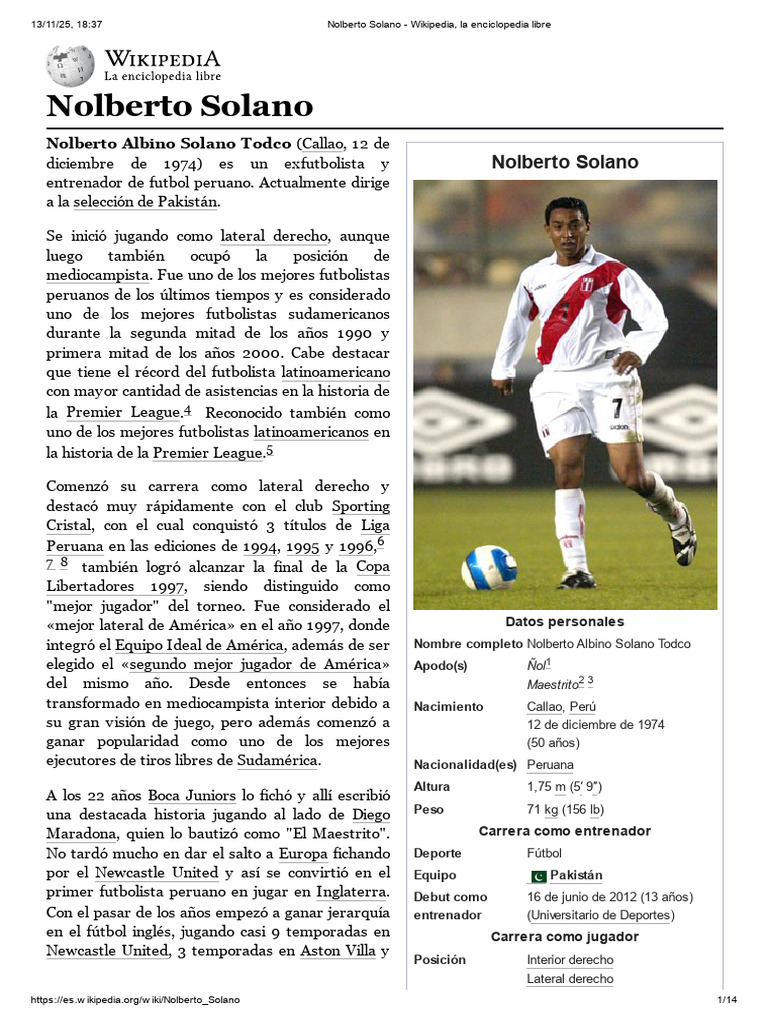 Nolberto Solano | PDF | Asociación de clubes de fútbol | Asociación de ...