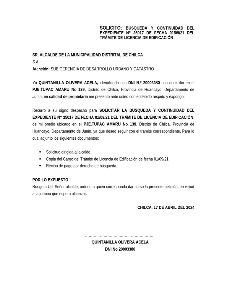 SOLICITO Busqueda y Cont. ACELA | PDF