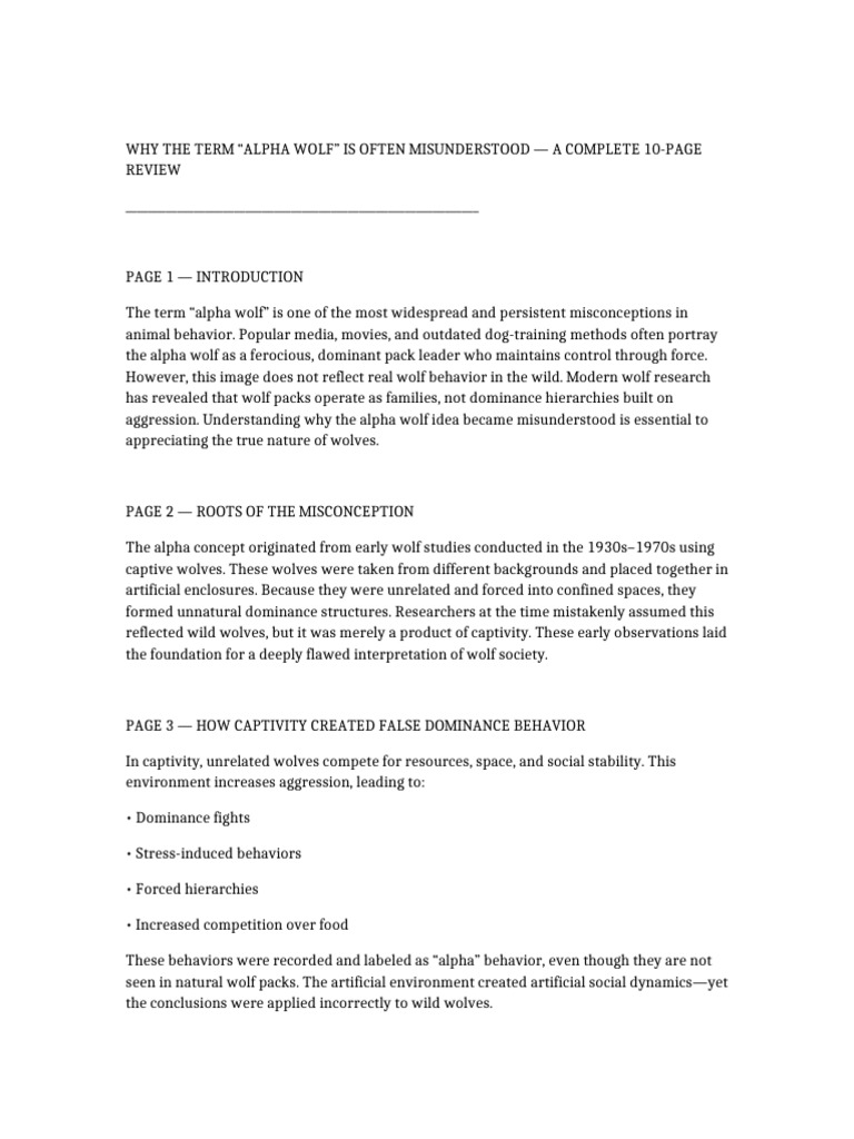Why Alpha Wolf is Misunderstood 10 Page Review | PDF | Pack (Canine ...