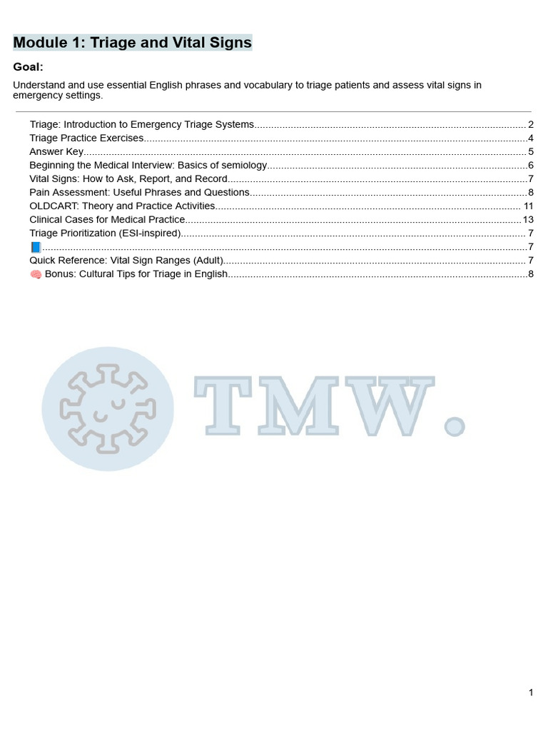 Emergency Triage and Vital Signs Guide | PDF | Emergency Department | Pain