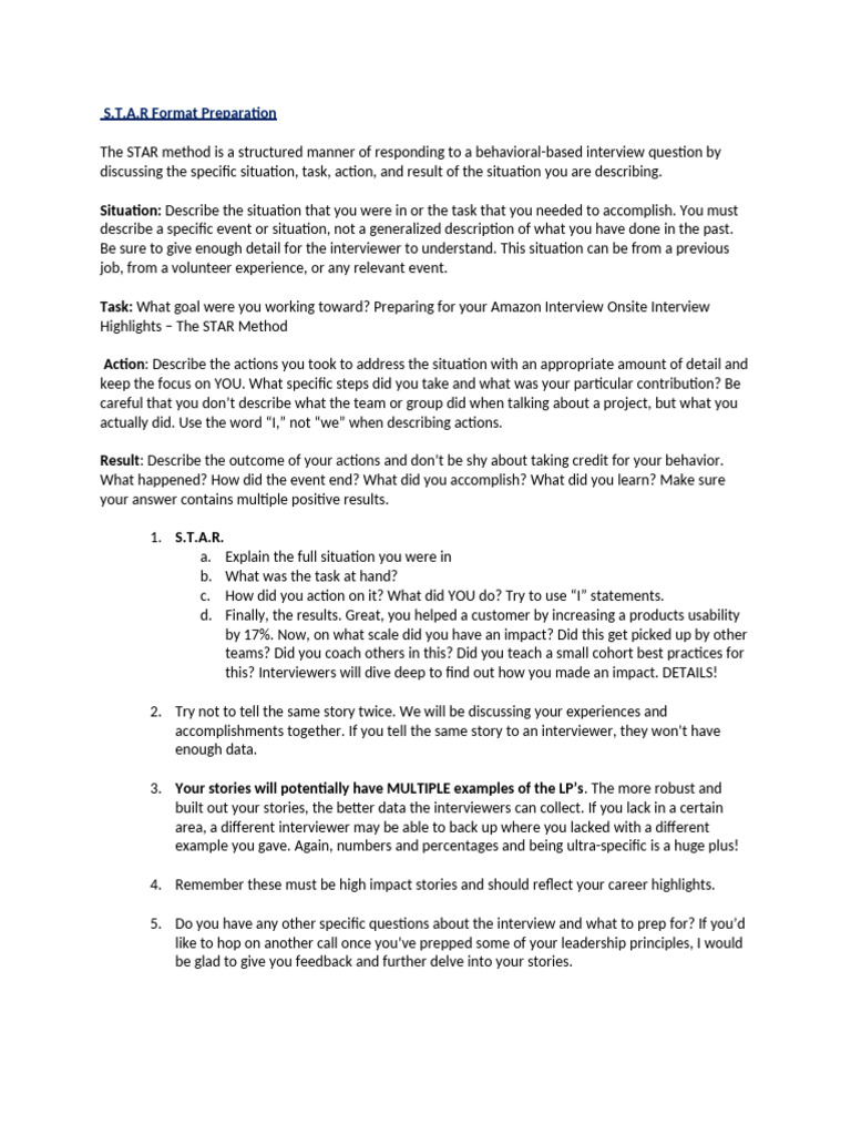 STAR Method | PDF | Human Communication | Behavioural Sciences