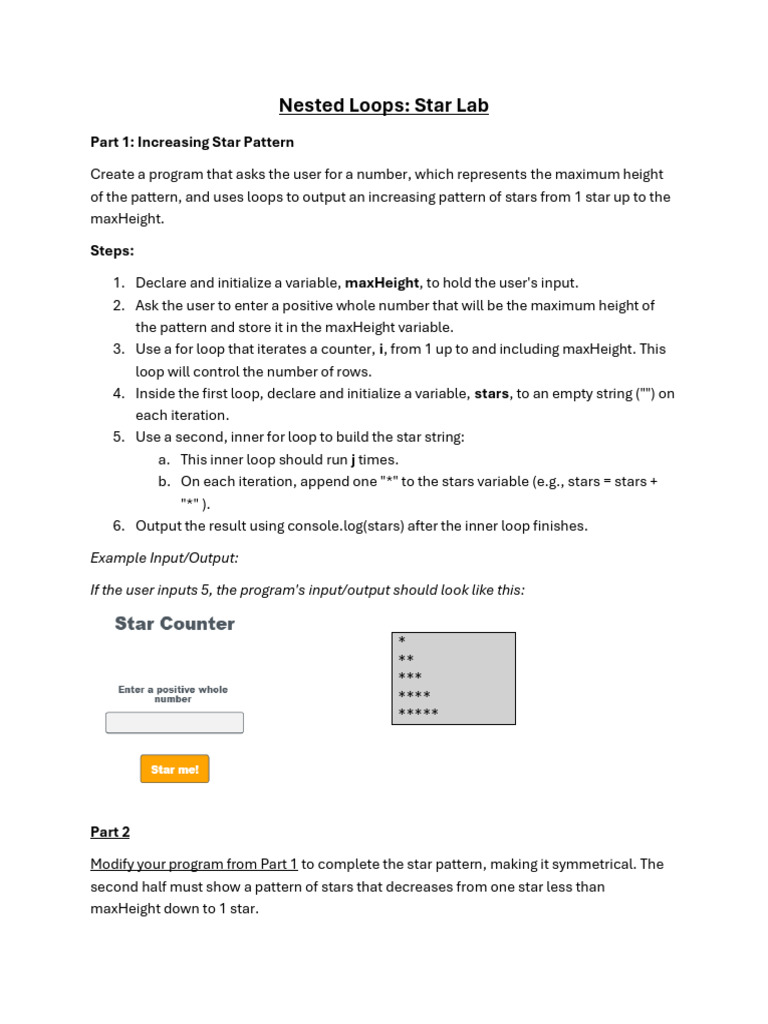 Nested Loops Star Lab | PDF | Control Flow | Computer Programming