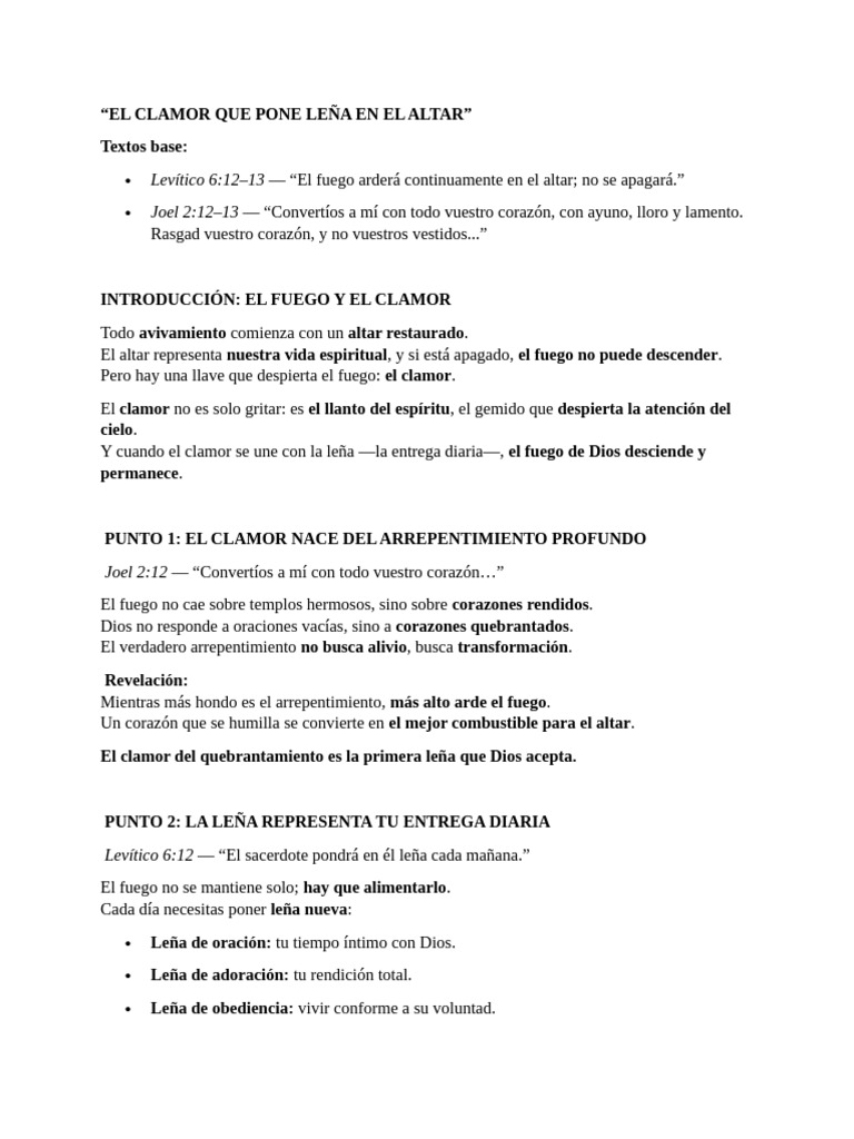 Clamor y Fuego en el Altar Espiritual | PDF | Incendios | Oración