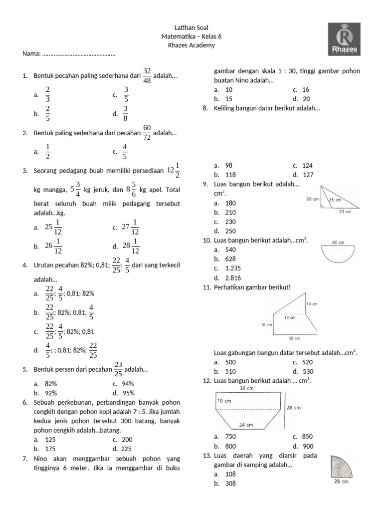 MTK - 6 Pecahan Dan Bangun Datar | PDF