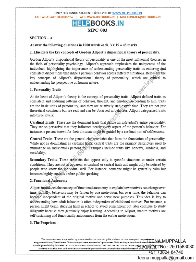 Assignment MPC 003 2024 25 Numbered | PDF | Self Report Study | Self ...