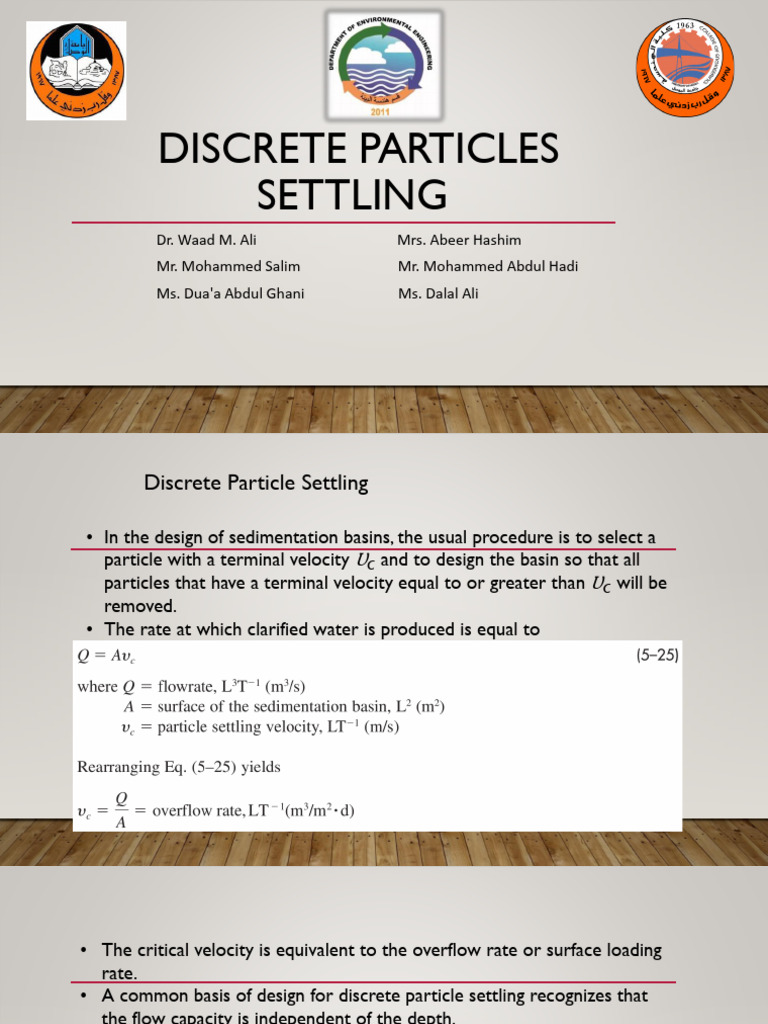 Discrete Particle Settling in Basins | PDF | Physical Sciences ...
