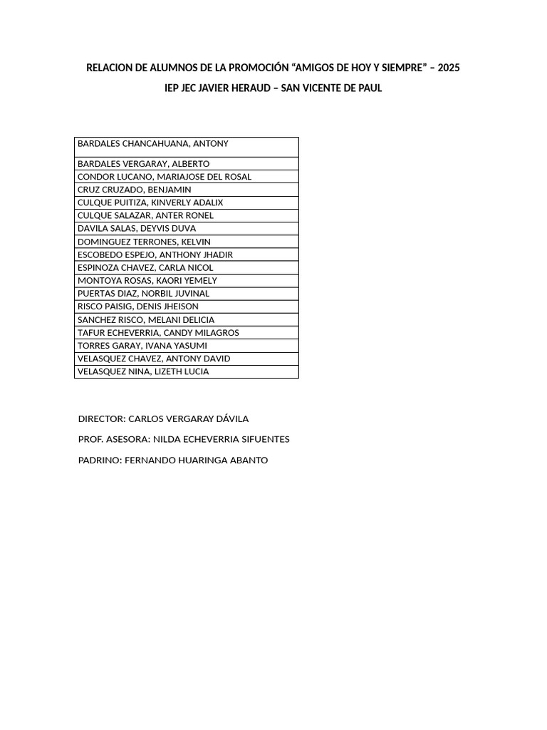 Promocion 2025 Ie JH | PDF