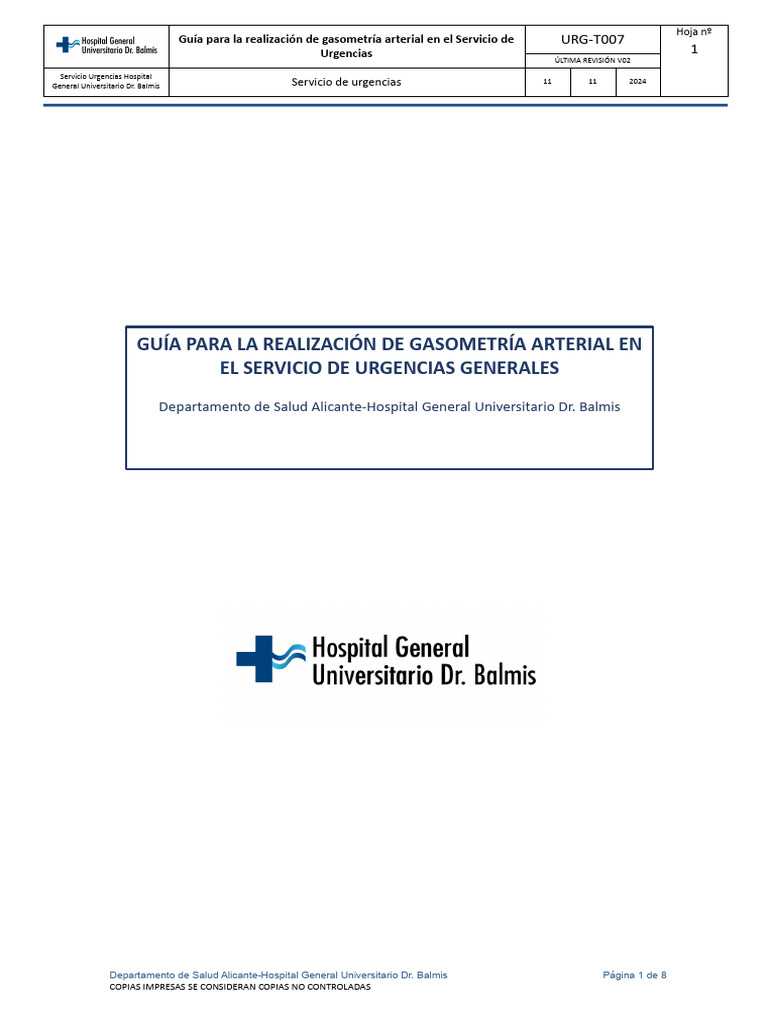 Gasometría Arterial en Urgencias: Guía Práctica | PDF | Especialidades ...