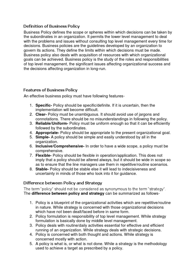 Definition of Business Policy | PDF | Strategic Management | Investing
