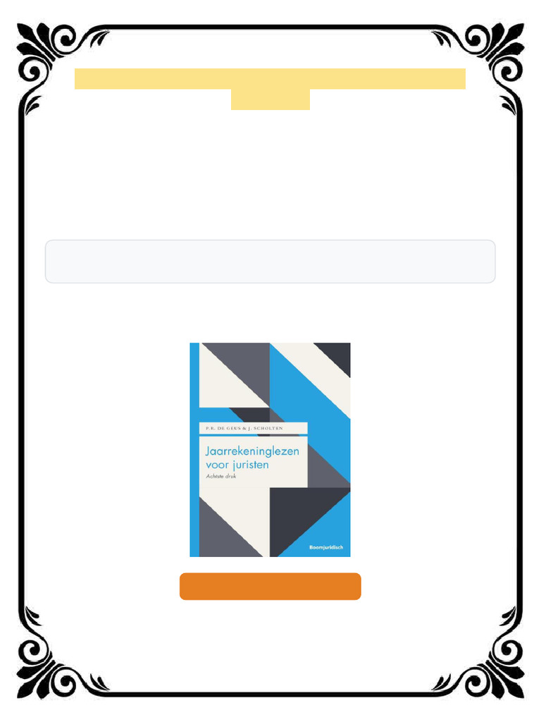 Jaarrekeninglezen Voor Juristen 8th Edition P.R. de Geus Digital | PDF