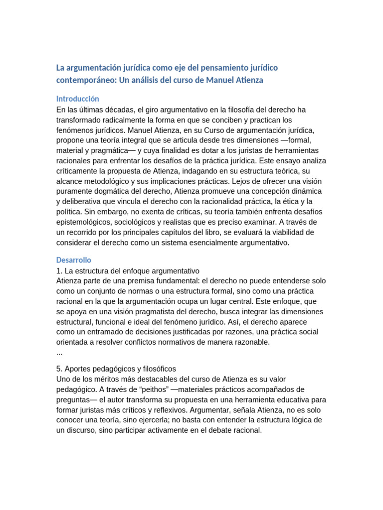 Ensayo_Argumentacion_Juridica_Atienza | PDF | Pragmatismo | Racionalidad