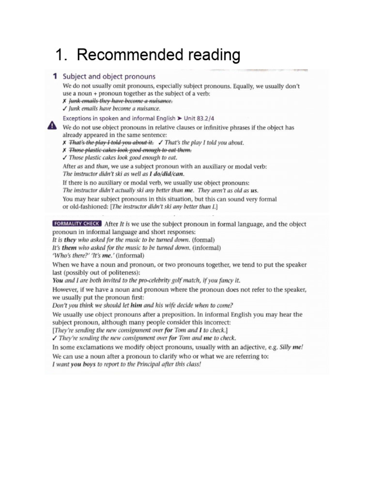 Pronouns - Class Materials | PDF
