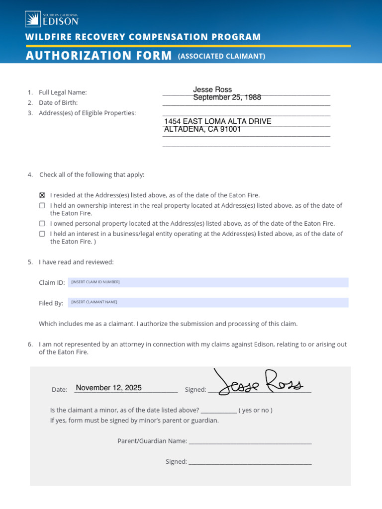 Wildfire Recovery Compensation Claim Form | PDF | Chess Theory | Chess