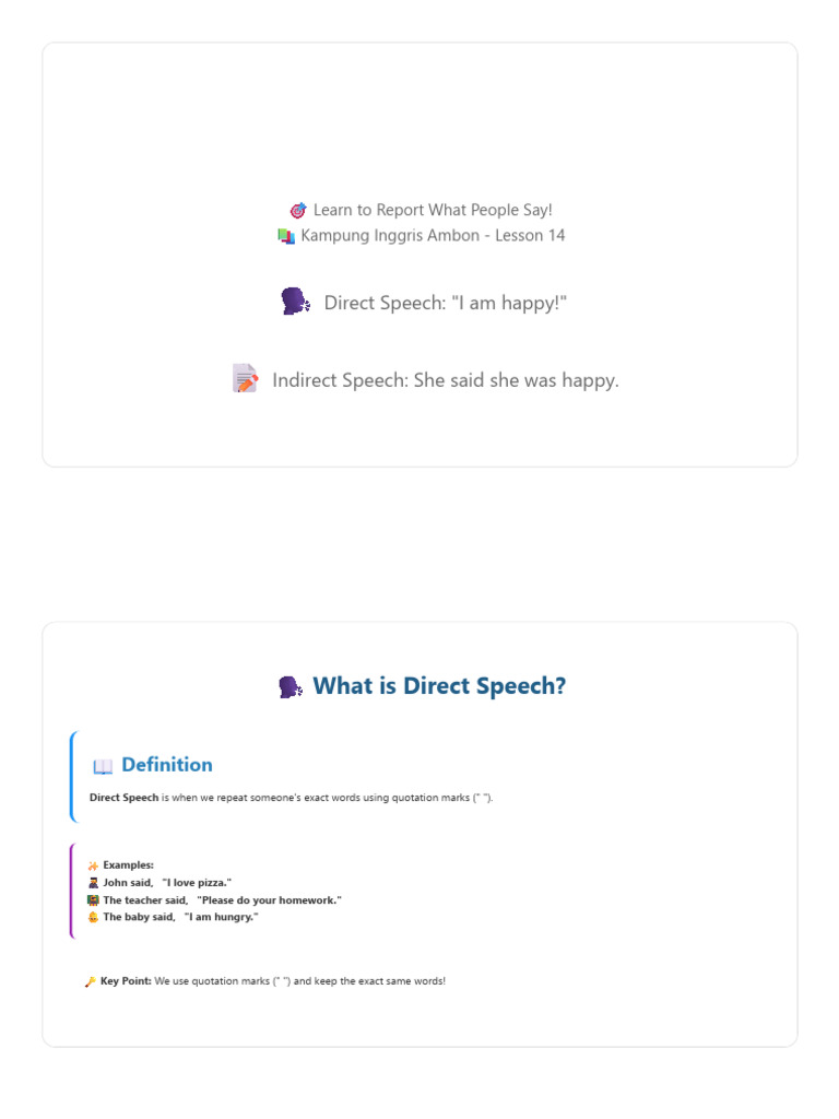 Direct & Indirect Speech Interactive Presentation | PDF | Speech ...